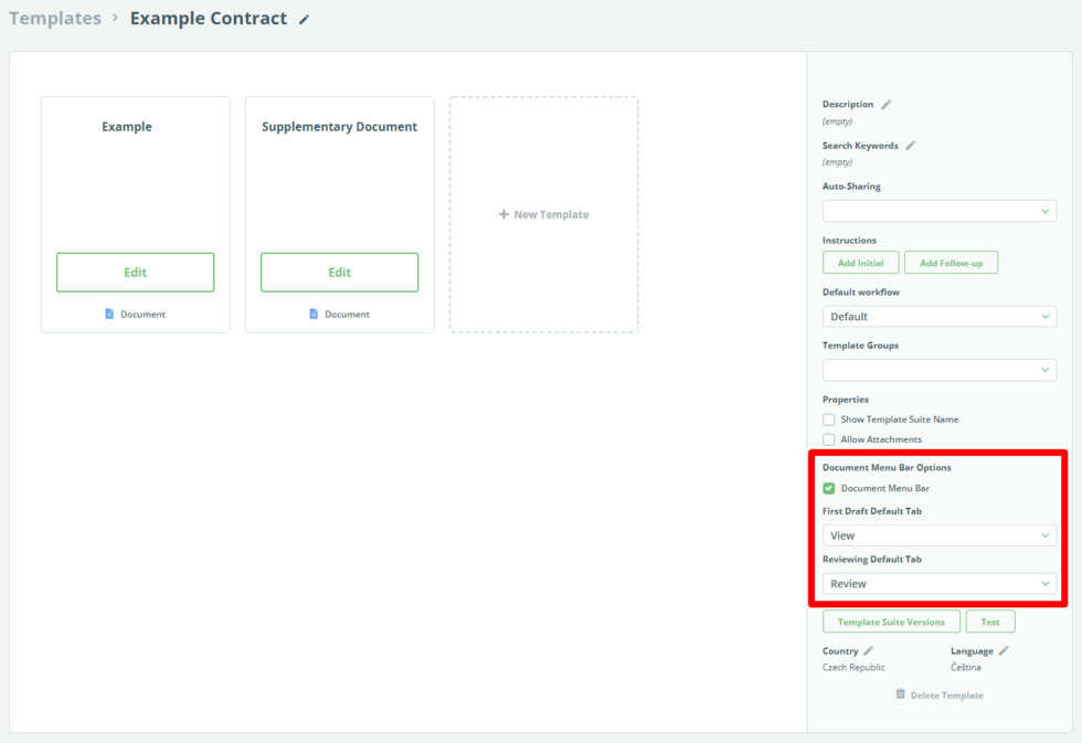 Document Menu Bar Options | Legito